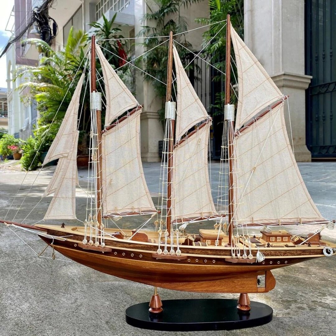 Atlantic Wooden Sailboat Model 90 Cm 35 5 Handcrafted Nautical