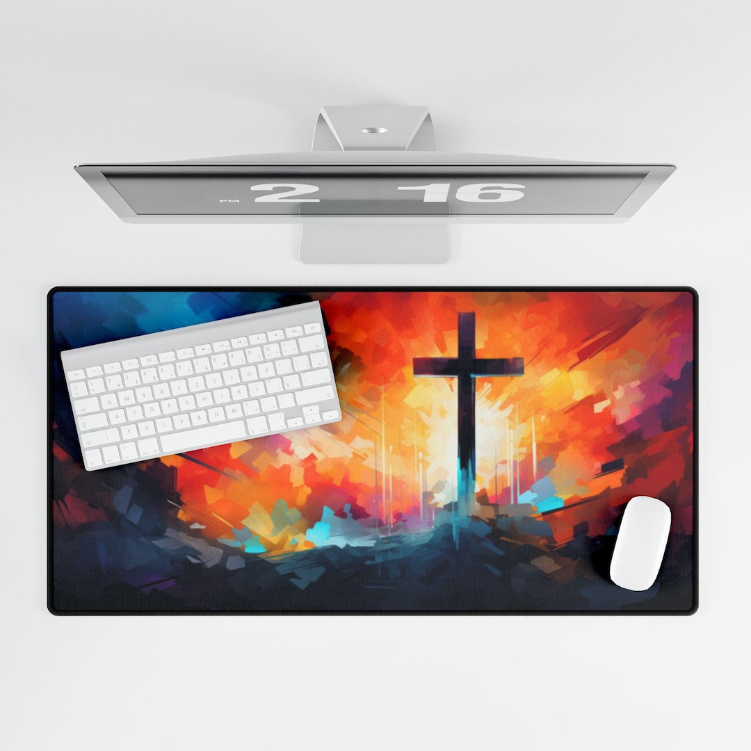 Christian Desk Mat With Cross Artwork – Faith-inspired Extended Mouse ...