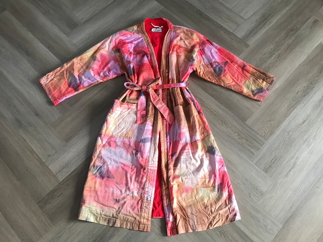 Vtg 90s Terry Cloth Lined Watercolor Robe / Duster Robe Jacket - Etsy