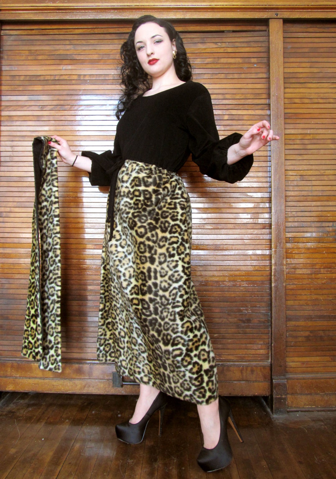 Vtg 60s Leopard Lounge Dress / Tiki Hostess Gown - Etsy