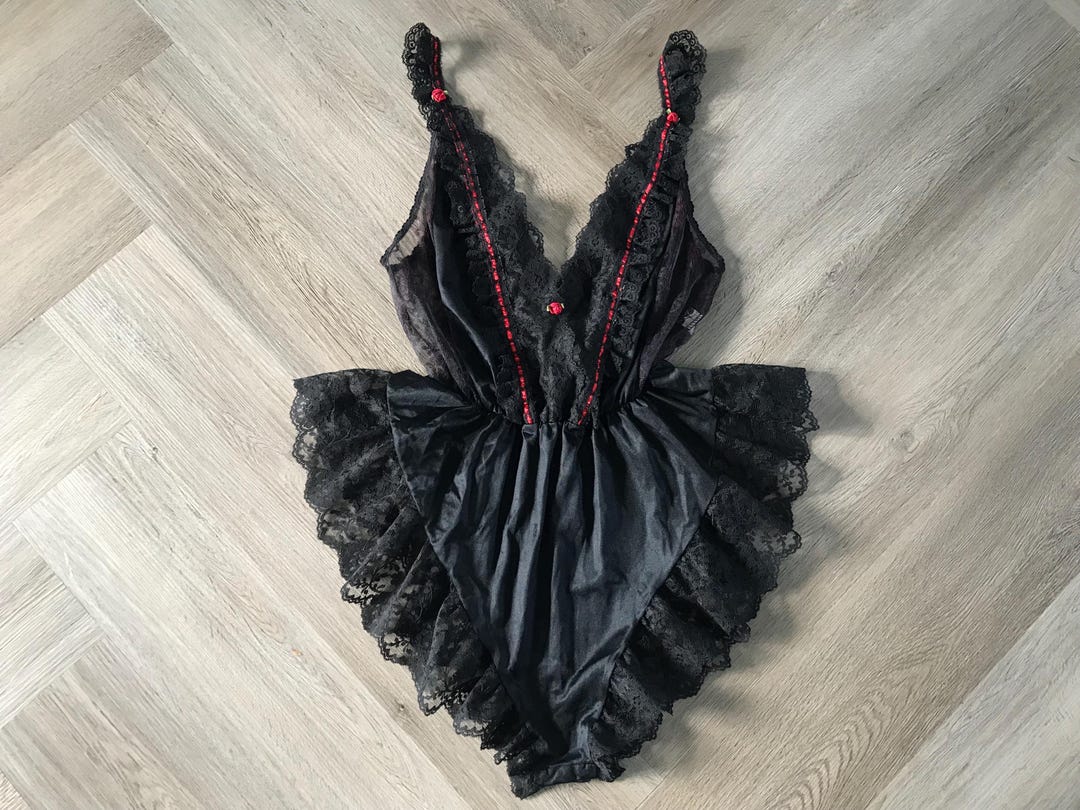 Vtg 80s Tosca Lingerie Frilly Ruffle Teddy Bodysuit / Snap Crotch - Etsy