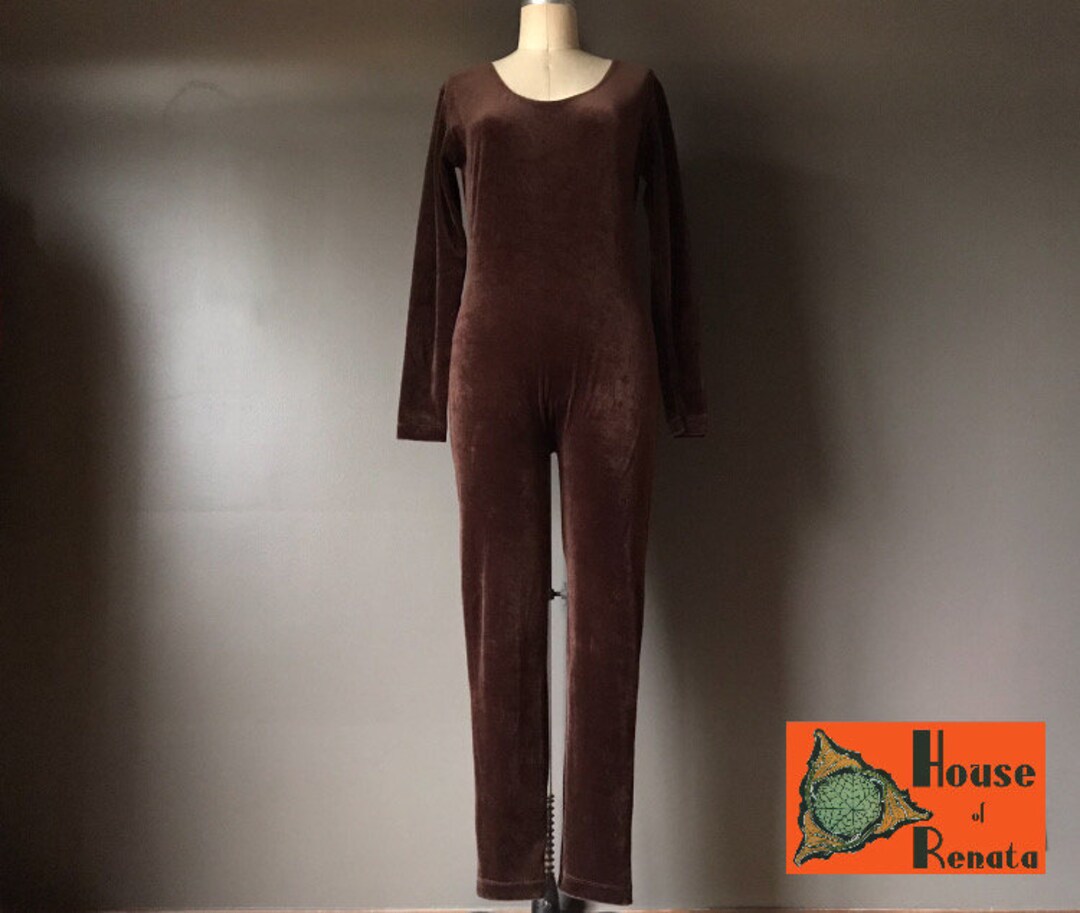 Vtg 90s Gantos Brown Velvet Catsuit - Etsy