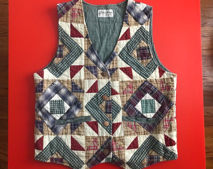 Vtg Patchwork Quilted Reversible Vest - Etsy