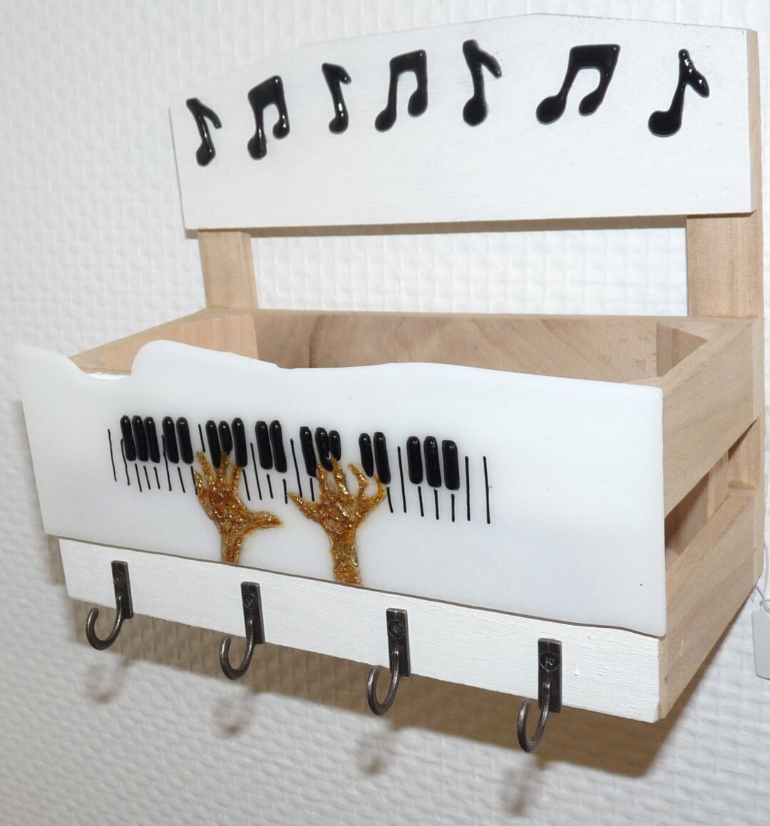 Patère Boîte De Rangement Mural Pour Musicien Notes De Musique Pianiste ...