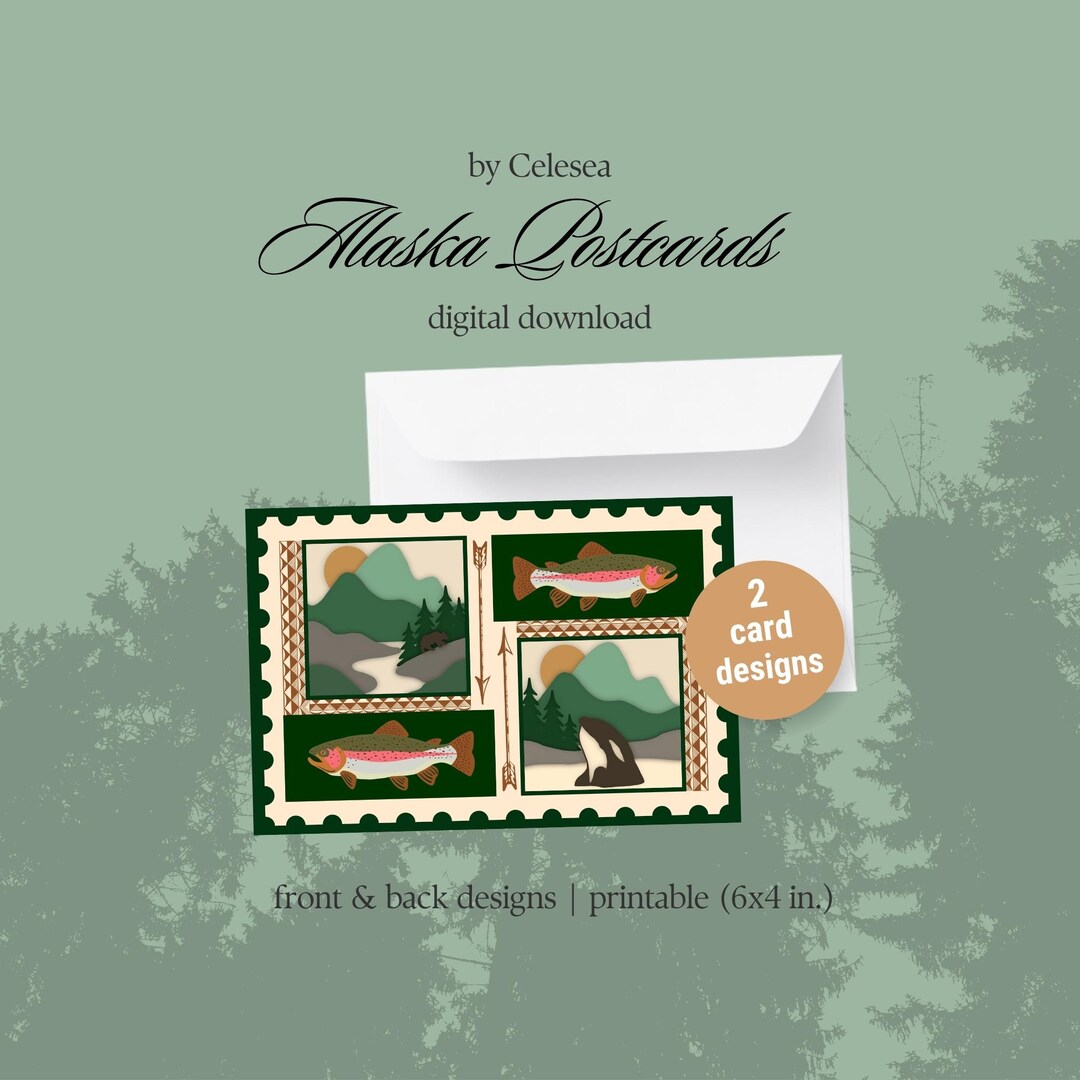 Printable Alaska Digital Postcards 2pcs (6x4 In.) - Etsy