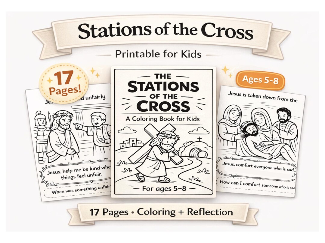 Stations of the Cross Coloring Book for Kids Ages 5-8 | Catholic Lent ...