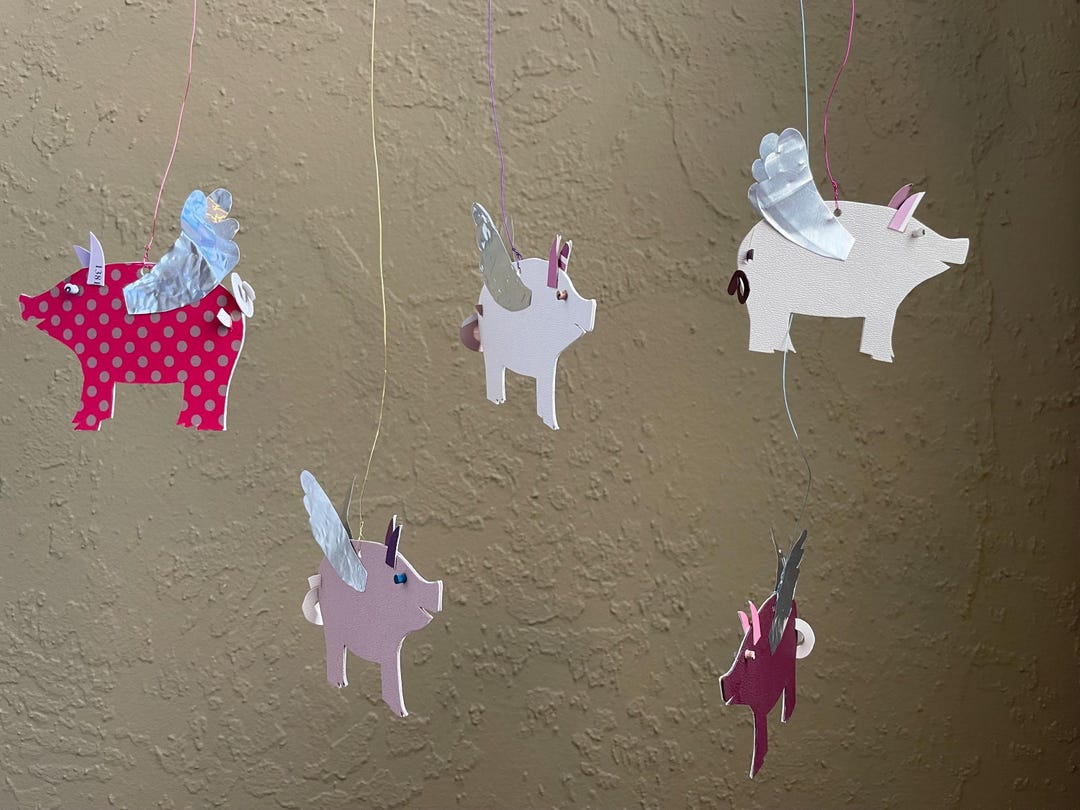 Flying Pigs Mobile - Repurposed and Upcycled Decor for Baby's Room or ...