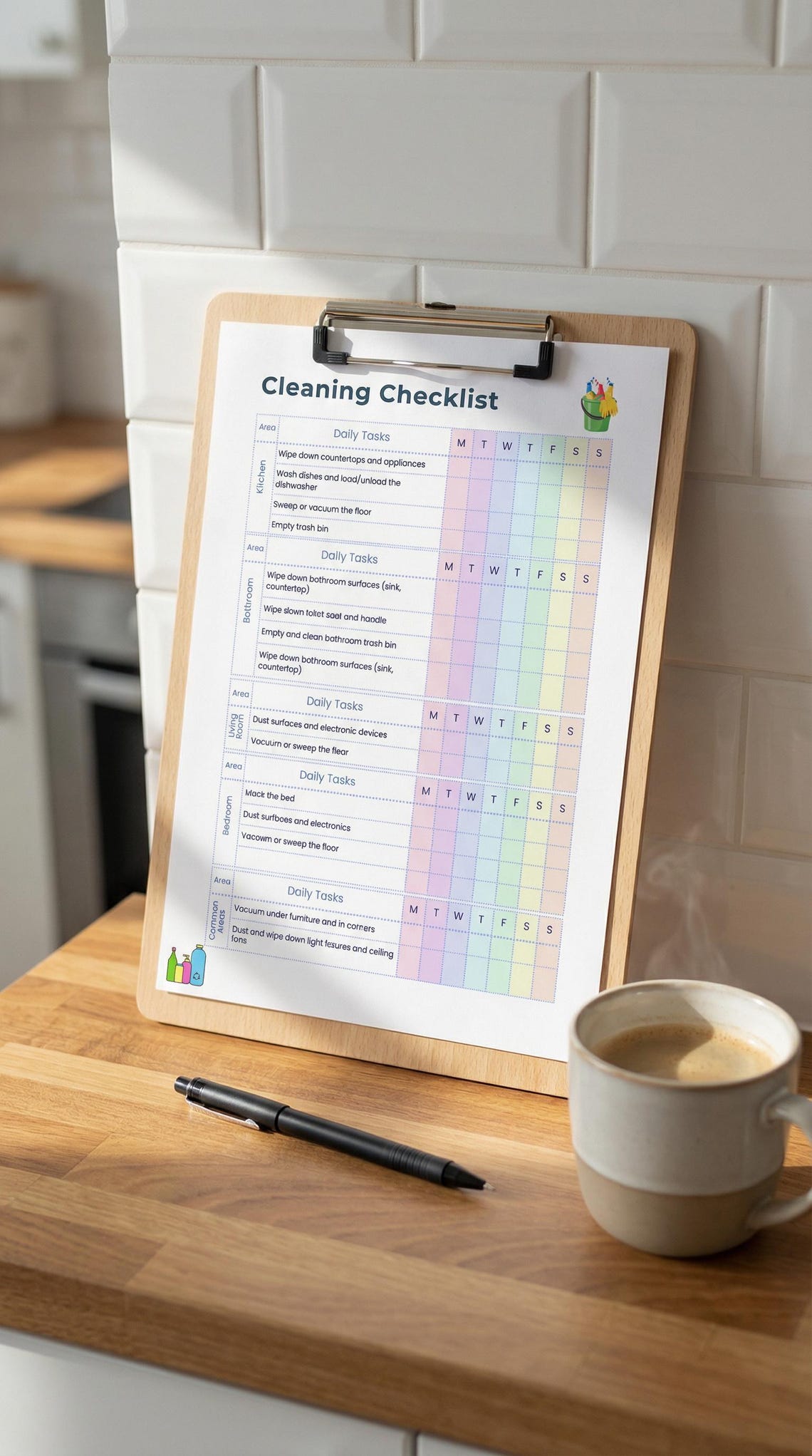 Weekly Cleaning Checklist Printable | Family Home Cleaning Planner ...