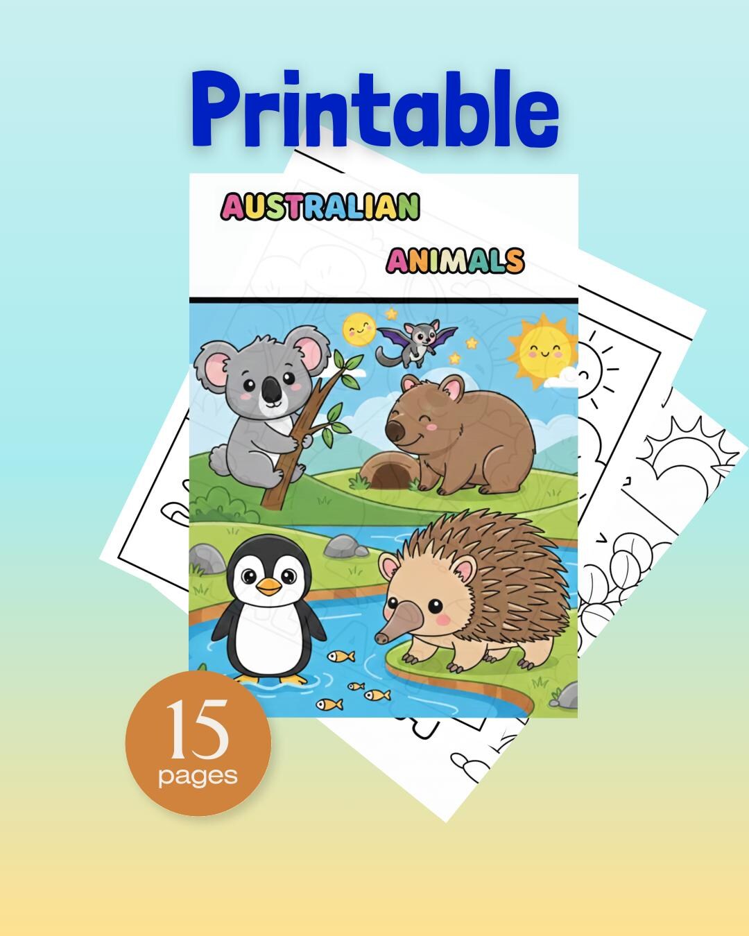 Australian Animals Coloring Book, Kids Activity (printable 15-pages) - Etsy