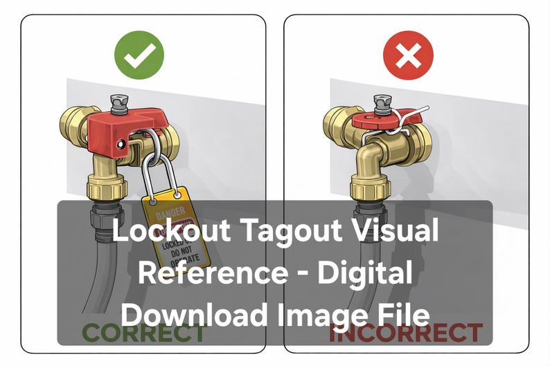 Lockout Tagout Visual Reference – Water Hose on Vs off – Safety ...