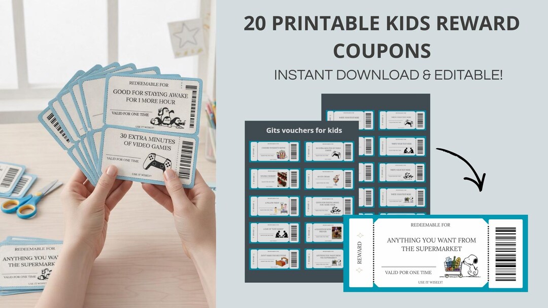 Editable Kids Reward Coupons - Positive Behavior Incentive Vouchers ...