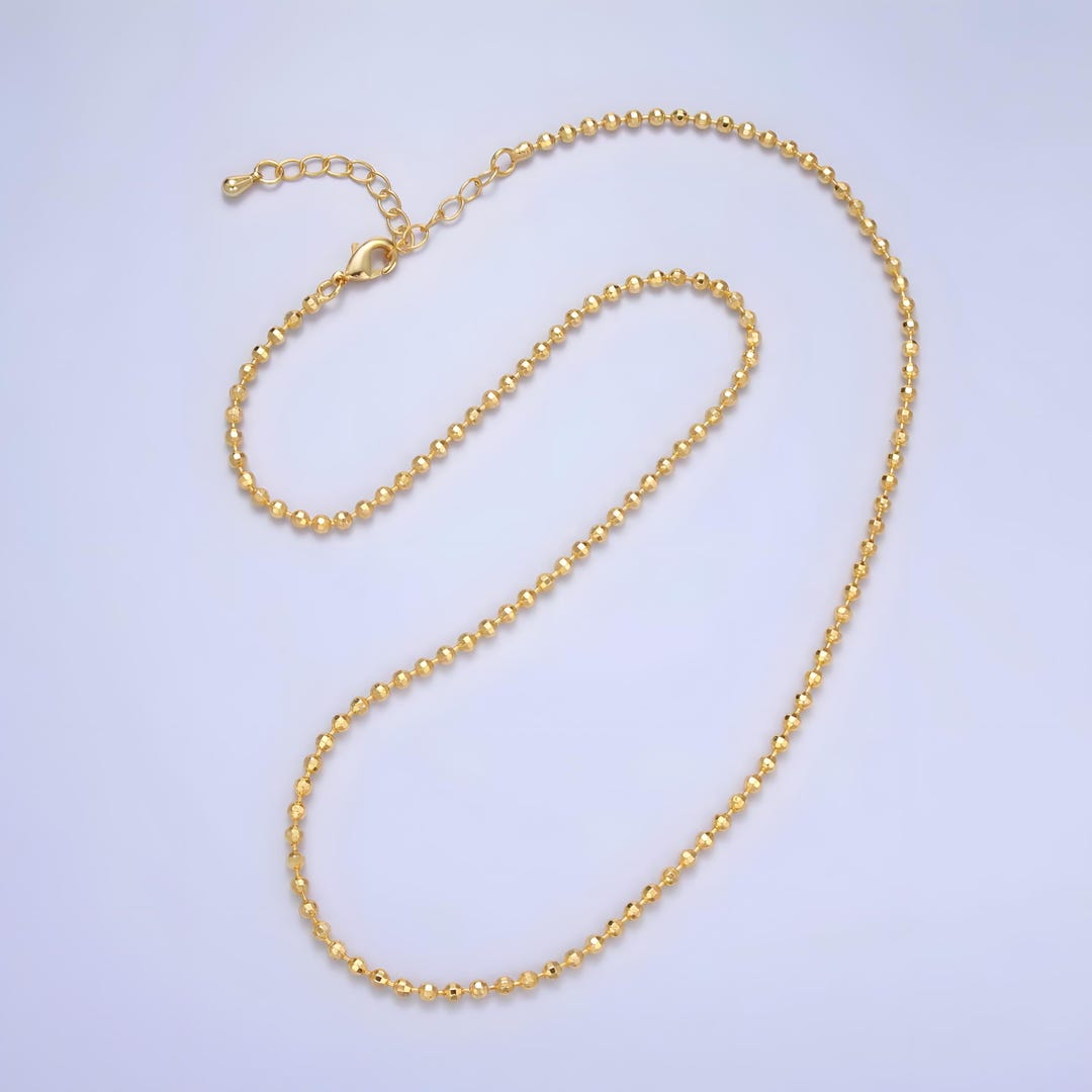 24K Gold Filled Ball Chain, Beaded Layering Necklace, Minimalist ...