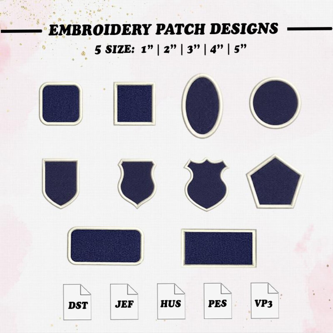 Patch Frames Embroidery File, in the Hoop Embroidery Design, 5 Size ...