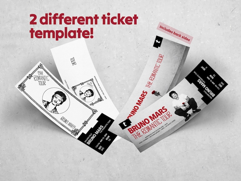 Bruno Mars “the Romantic Tour” World Tour | 2 Editable Ticket Templates ...