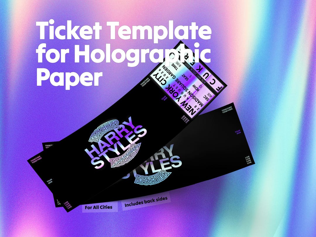 Ticket Template for Holographic Paper – Harry Styles "together ...