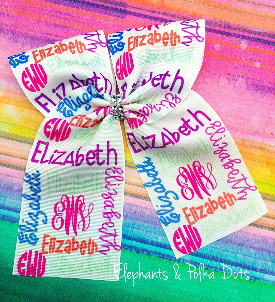 Rainbow Monogrammed Cheer Bow Cheer Bow With - Etsy