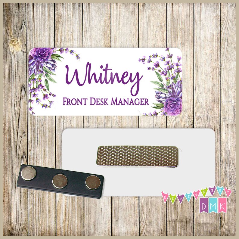 Lavender Succulents PERSONALIZED Custom Name Tag - Etsy