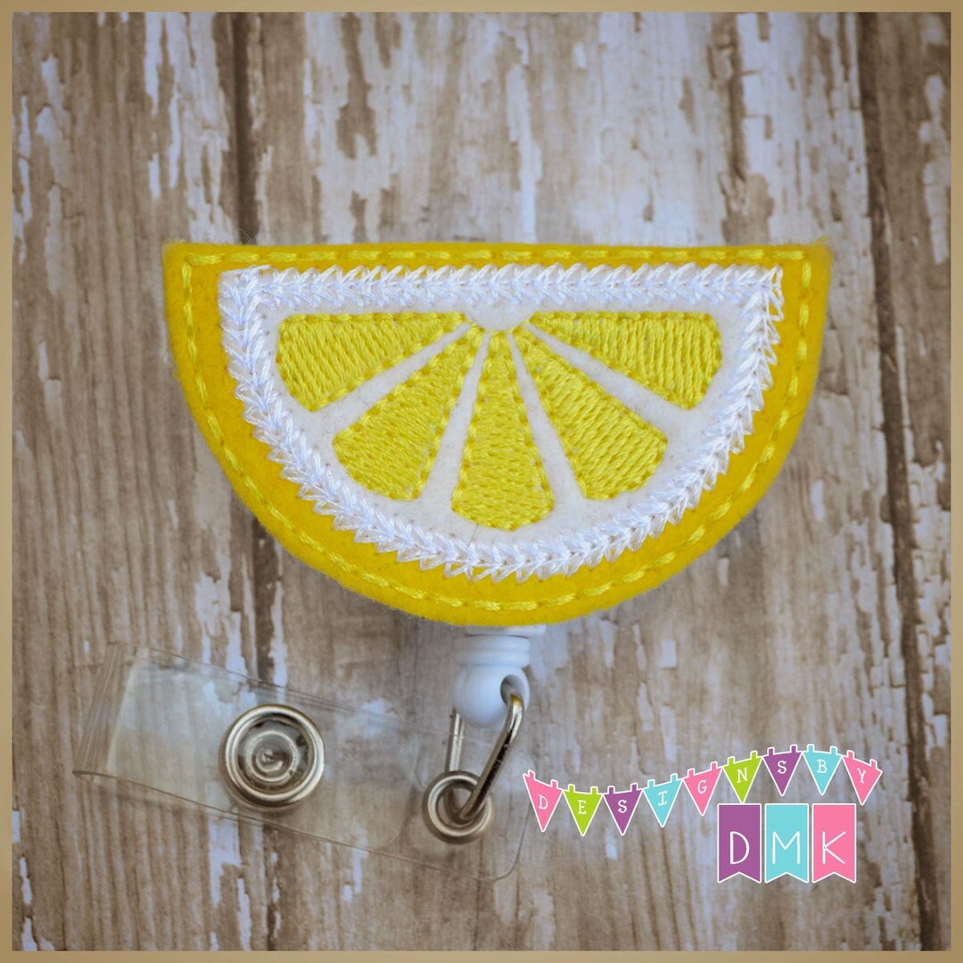 Lemon Slice Citrus Fruit Lemonade Felt Badge Reel Retractable ID Badge ...