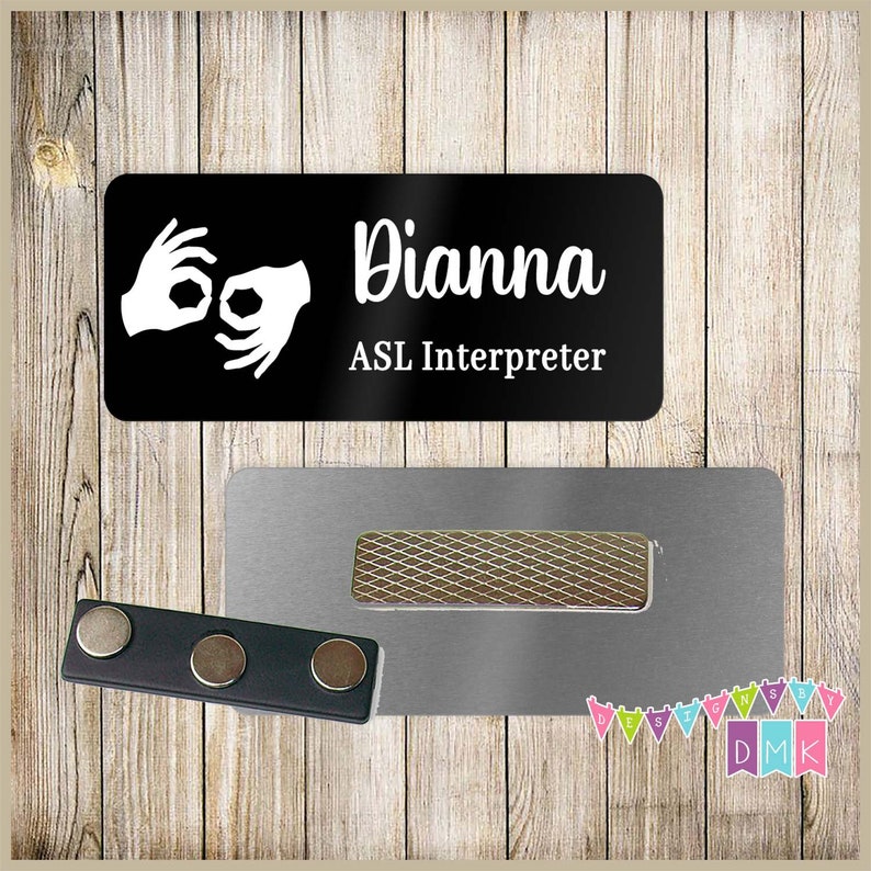 ASL Interpreter Symbol Black PERSONALIZED Custom Name - Etsy
