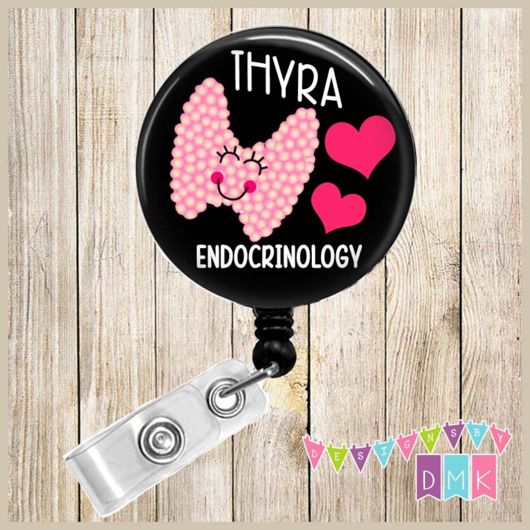 Thyra the Thyroid Personalized Endocrinology Black Button Badge Reel ...