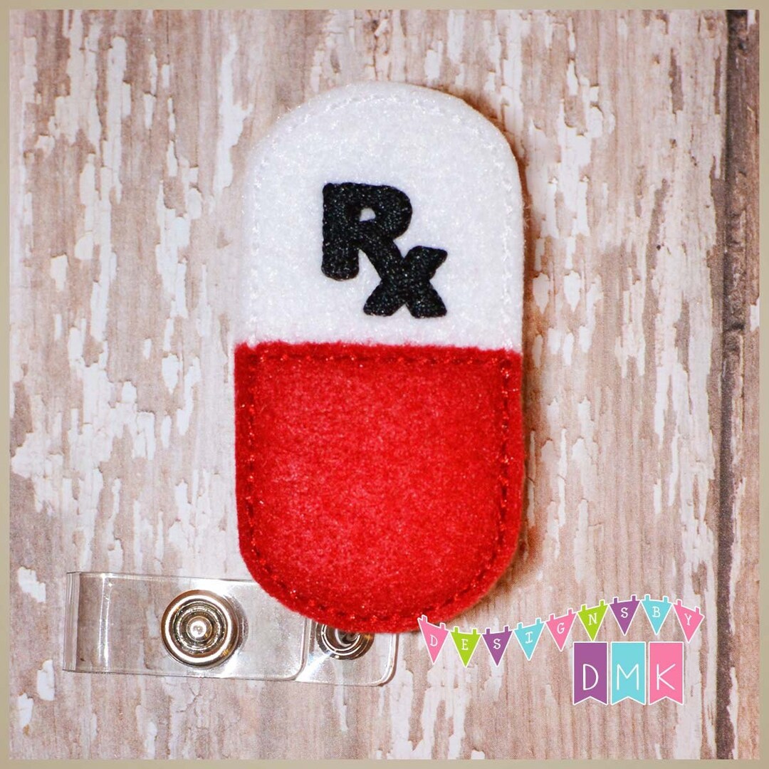 Rx Pill Capsule - Felt Badge Reel - Phamacist Pharmacy Tech ...