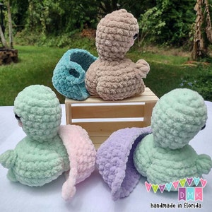 CHEEKY Turtle Plushie - Removable Shell - Chenille - Handmade Crocheted ...