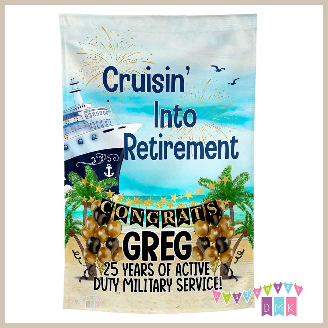 Cruisin' Into Retirement - Black & Gold - Cruise Door Decoration ...