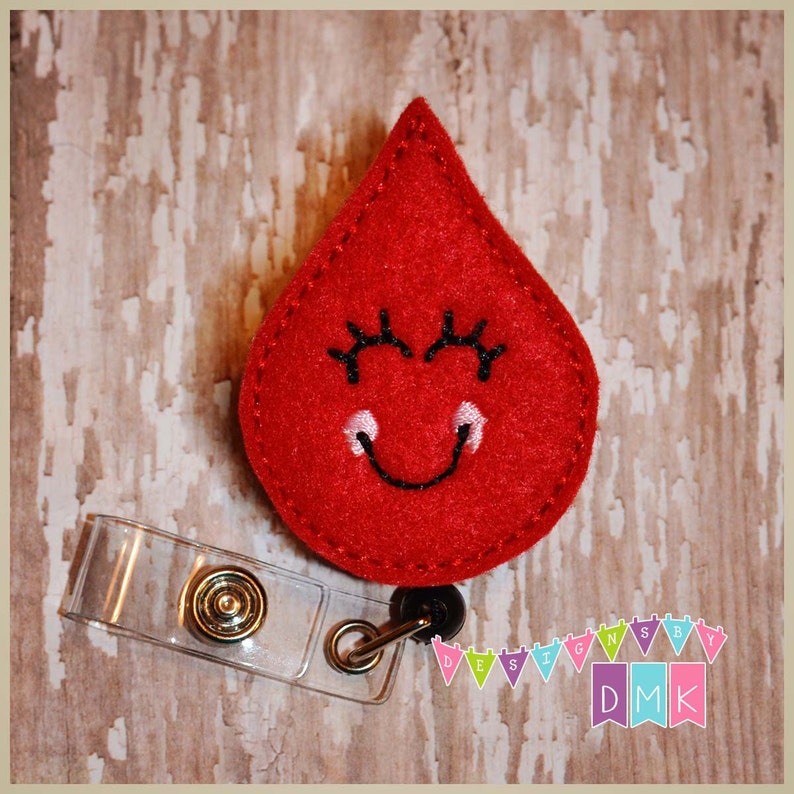 Brenda the Blood Drop Red Felt Badge Reel Phlebotomist - Etsy