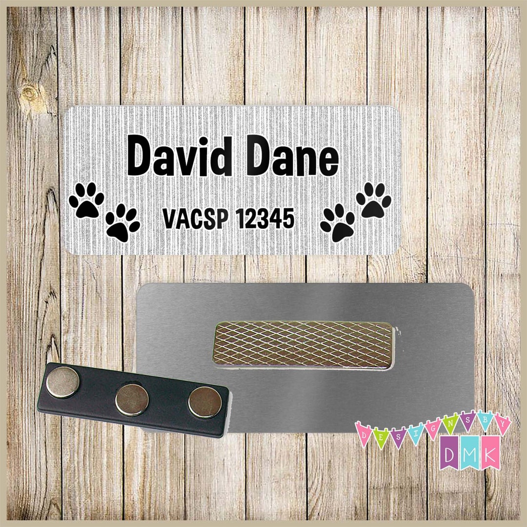 Paw Prints - Grey Stripe - PERSONALIZED With License # - Custom Name ...