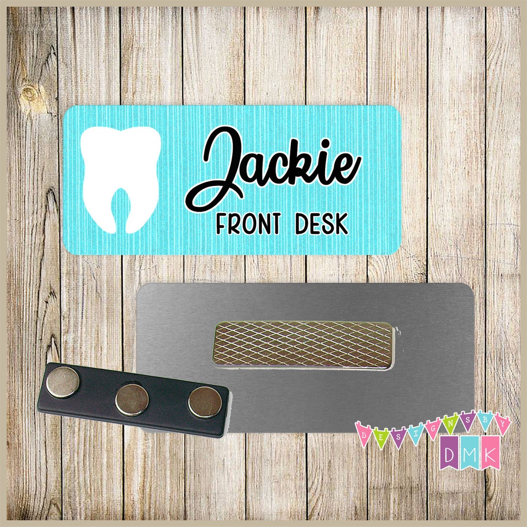 Dental - Pool Blue With Tooth - PERSONALIZED - Custom Name Tag - 1.25 ...