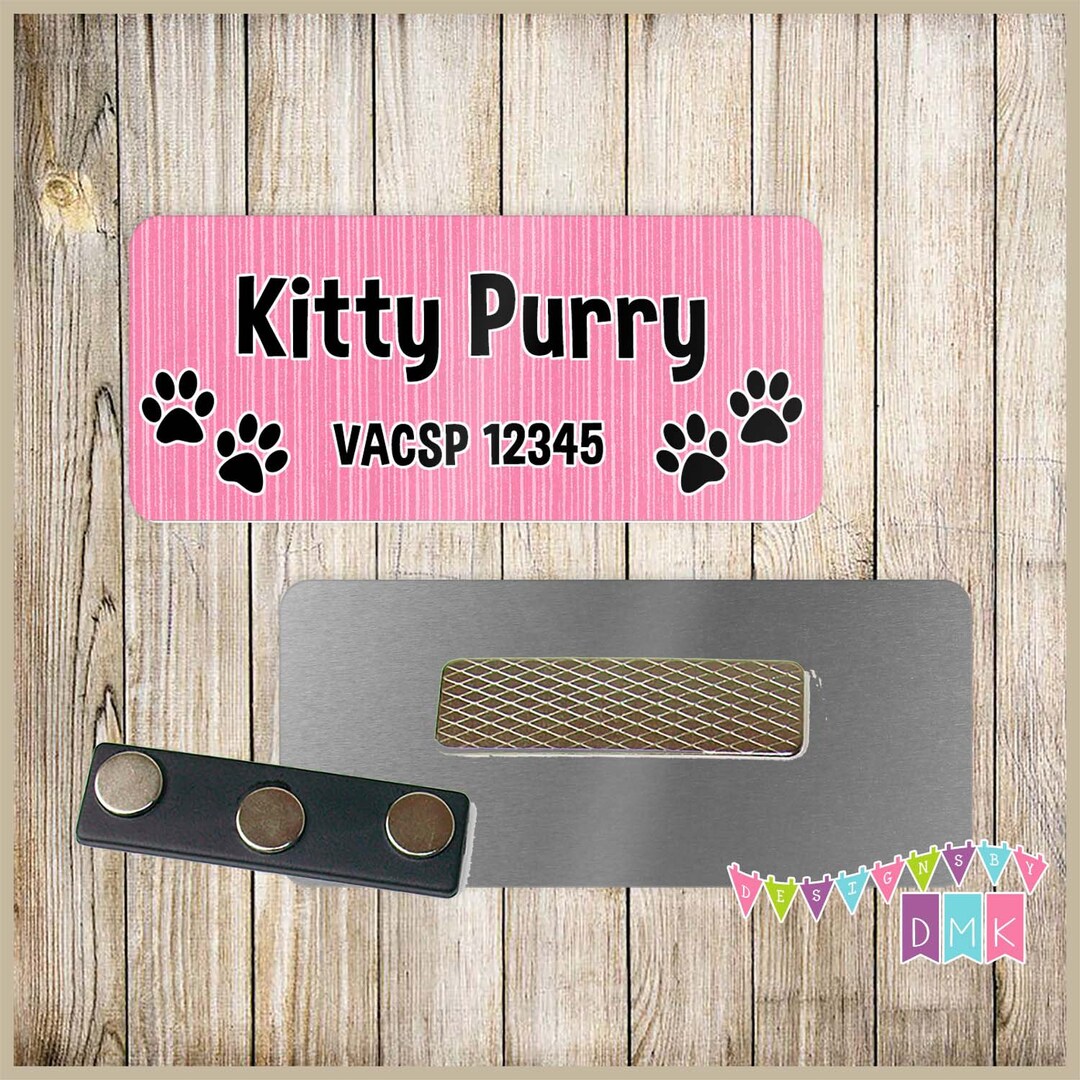 Paw Prints - Pink Stripe - PERSONALIZED With License # - Custom Name ...