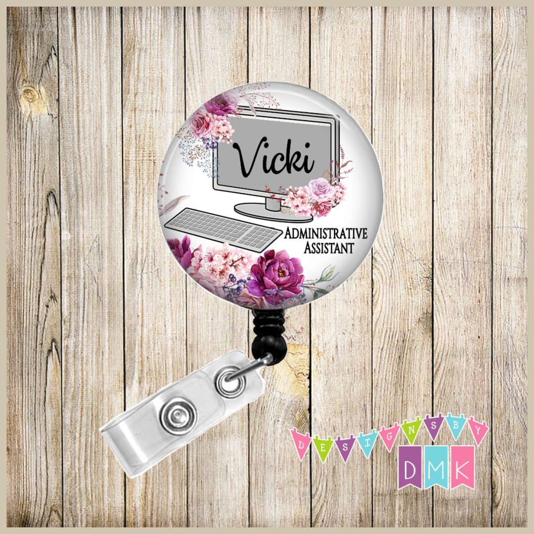 Administrative Assistant - Computer - Burgundy Floral - PERSONALIZED ...