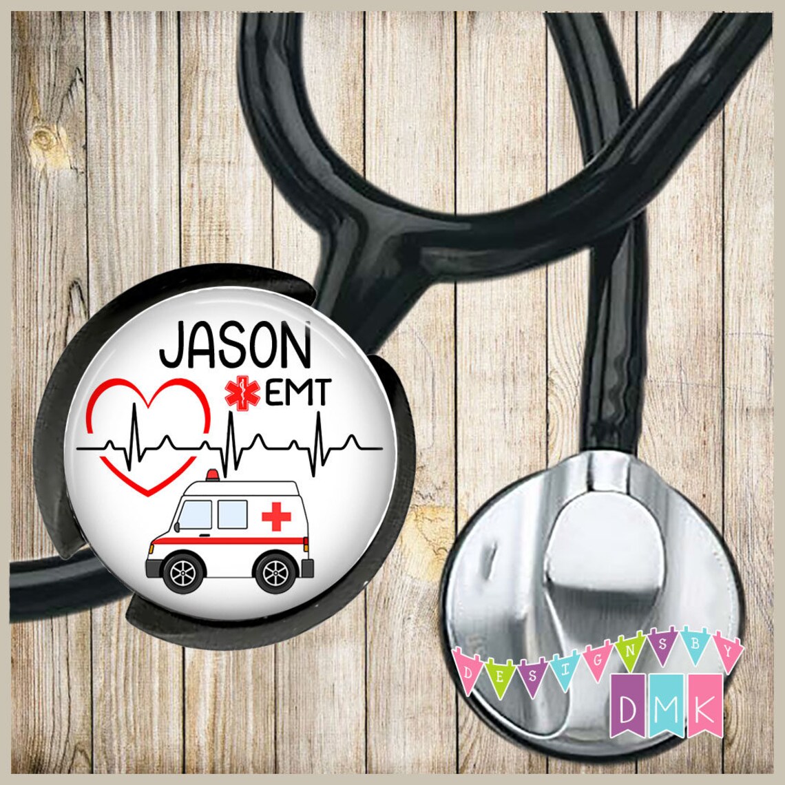 Personalized EMT Ambulance Stethoscope ID Name Tag | Etsy