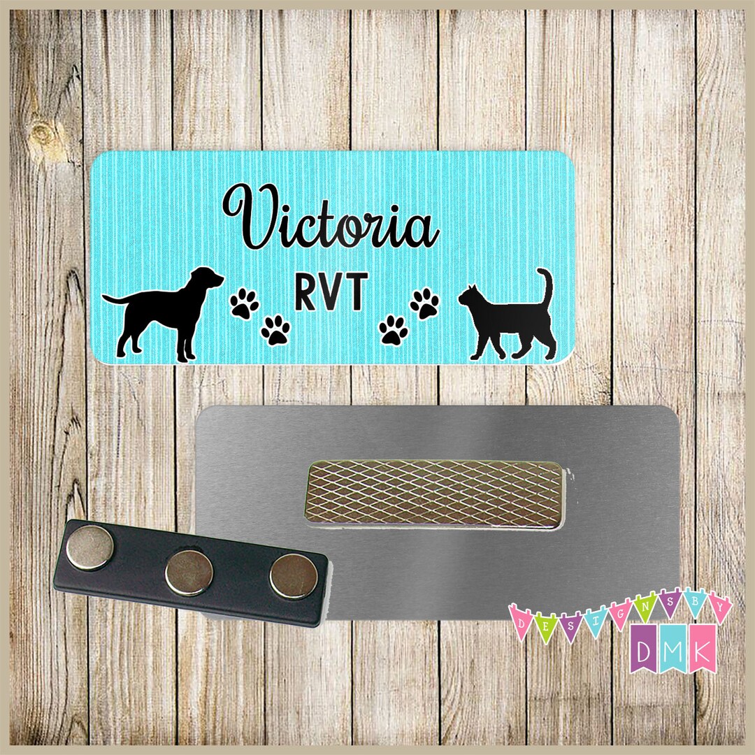 Standing Dog & Cat With Paw Prints - Teal - Vet Tech - PERSONALIZED ...