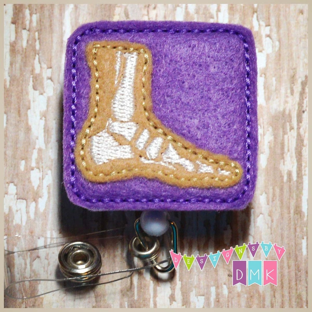 Foot Xray - Purple Felt - Felt Badge Reel Retractable ID Badge Holder ...