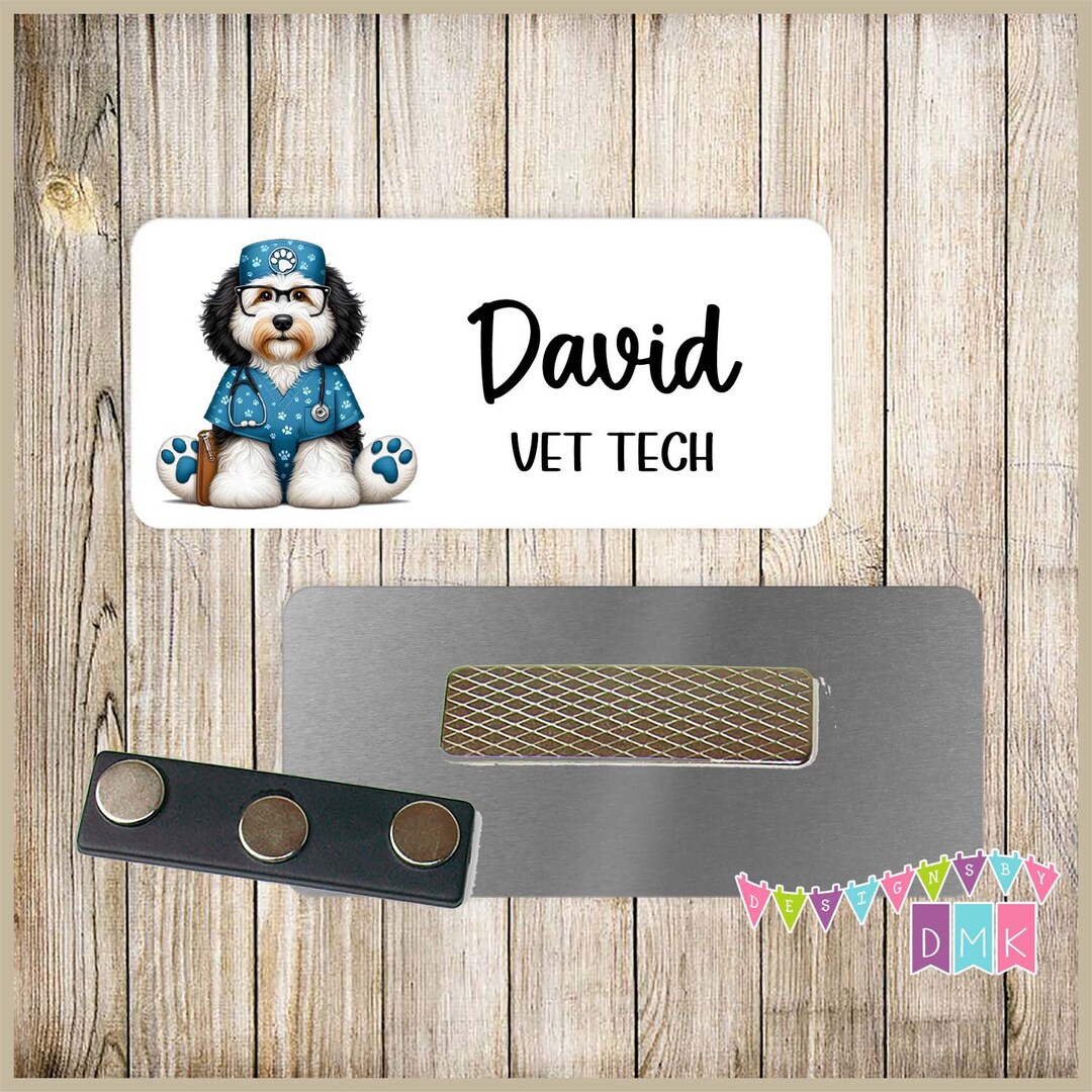 Cute Bernie Doodle Puppy Blue Necktie - Vet Tech - Assistant ...