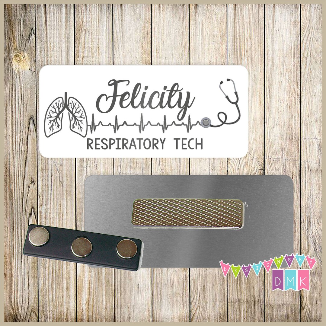 Respiratory Tech White Lungs PERSONALIZED Custom Name Tag 1.25 X 3 ...