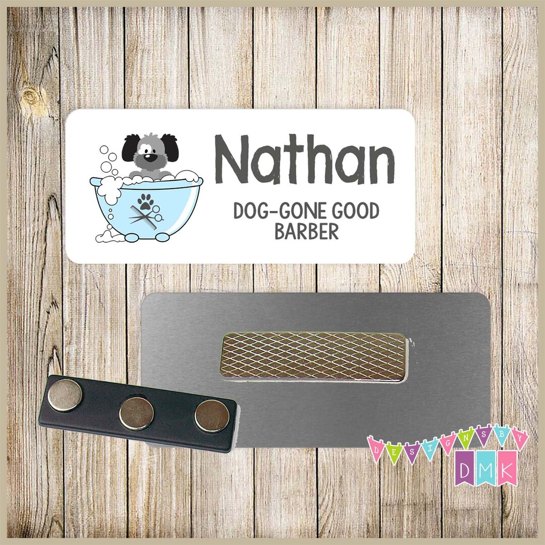 Handsome Pooch in BLUE Tub - Pet Groomer - PERSONALIZED - Custom Name ...