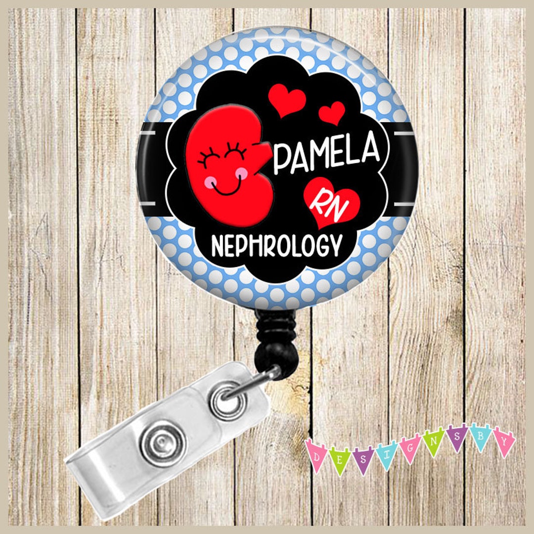 Kynnedy the Kidney - Personalized - Nephrology - Blue Polka Dots Button ...