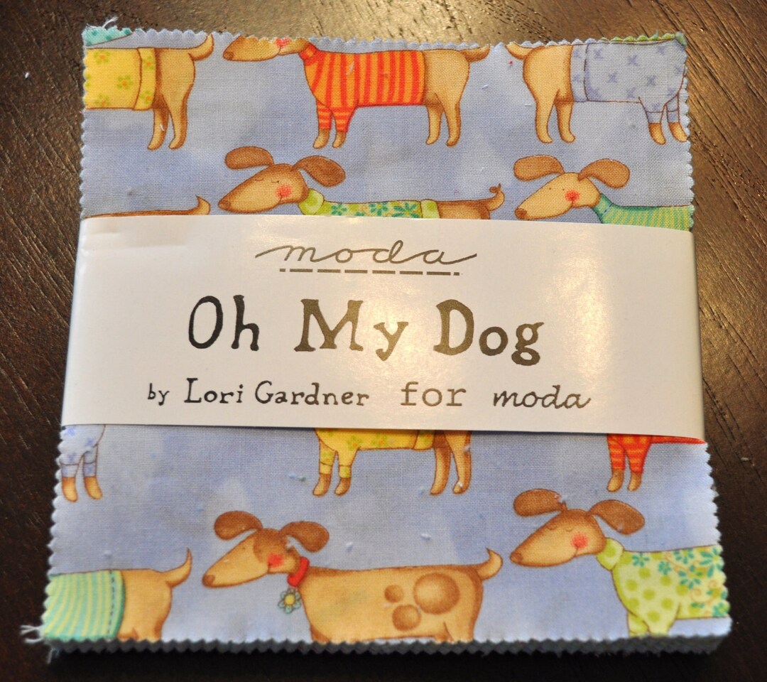 Moda Fabric Oh My Dog Charm Pack 5" Quilting Squares by Lori Gardner ...