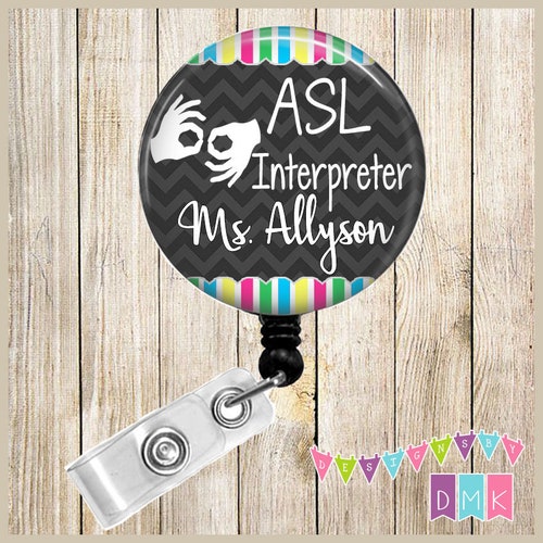 ASL Interpreter Sign Language PERSONALIZED Button Badge - Etsy
