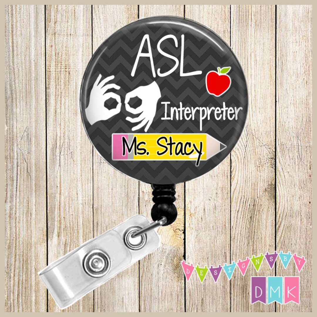 ASL Interpreter Symbol Sign PERSONALIZED Button Badge - Etsy