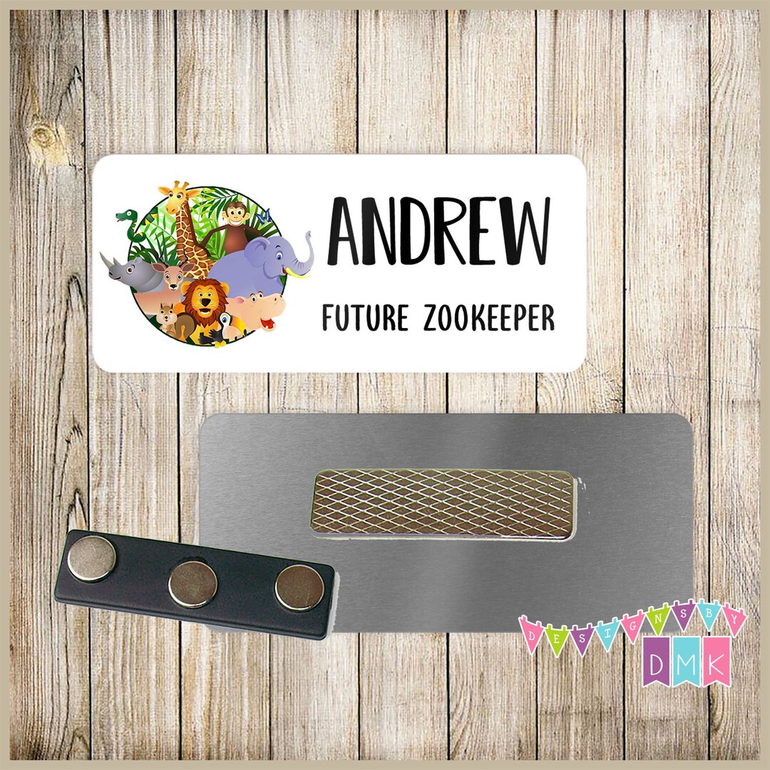 Zookeeper - Zoo Animals - PERSONALIZED - Custom Name Tag - 1.25" X 3 ...