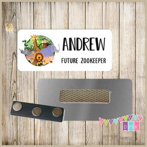 Zookeeper - Zoo Animals - PERSONALIZED - Custom Name Tag - 1.25" X 3 ...