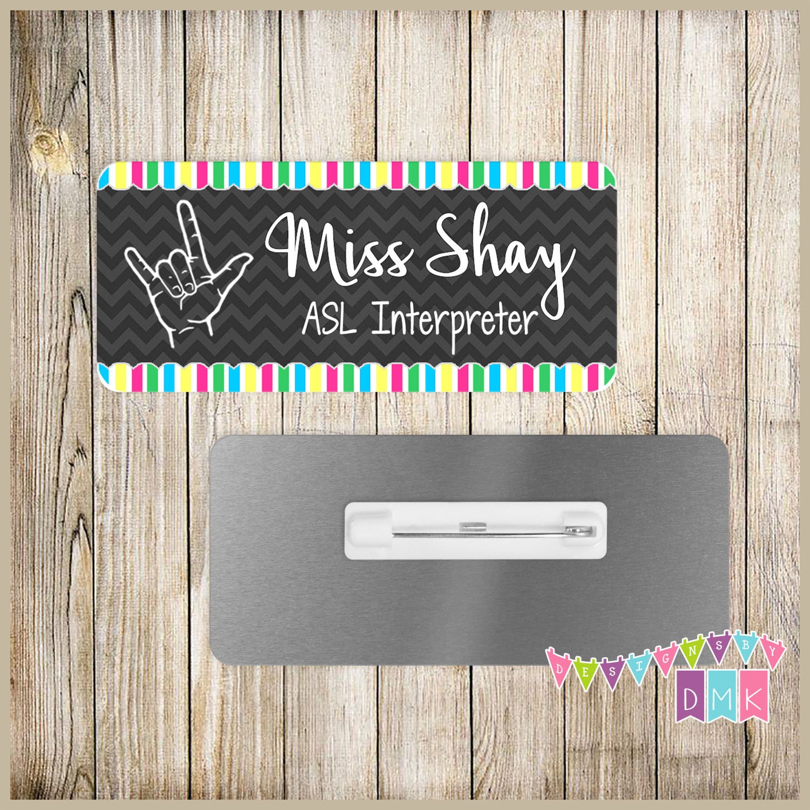 Teacher of the Deaf - Black Chevron - Pastel Border - PERSONALIZED ...