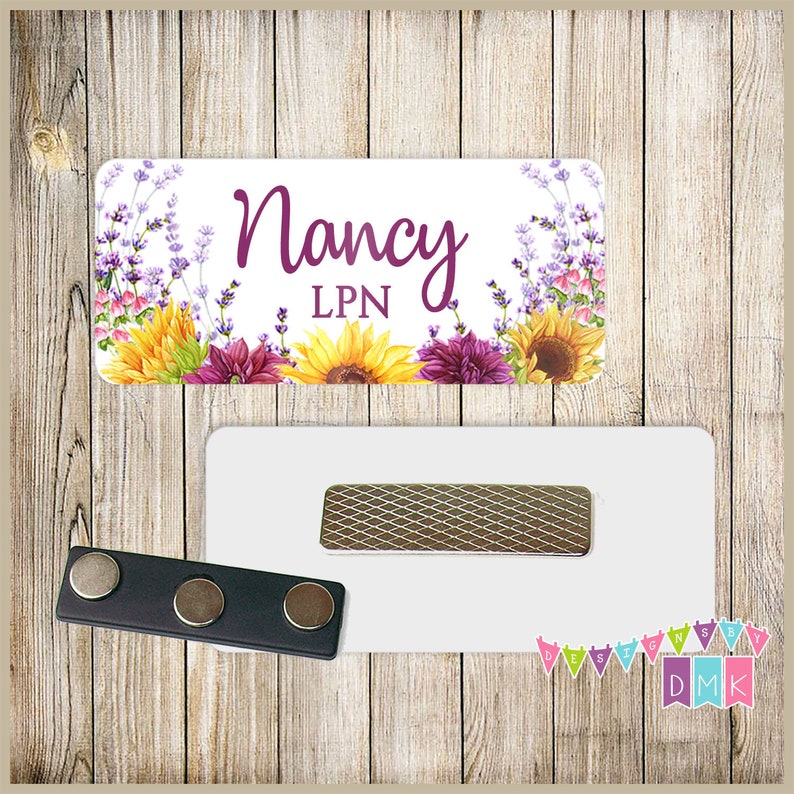 Sunflowers & Dahlias PERSONALIZED Custom Name Tag - Etsy