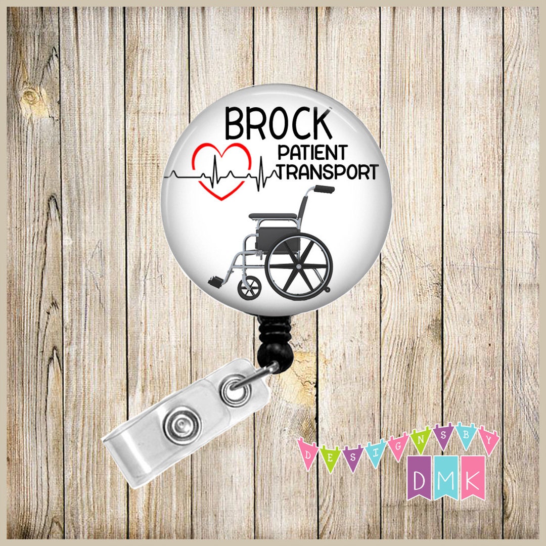 Personalized Patient Transport Wheelchair With EKG Button Badge Reel ...
