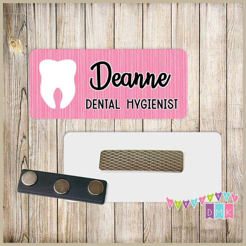 Dental Pink With Tooth PERSONALIZED Custom Name Tag - Etsy
