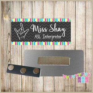 Teacher of the Deaf - Black Chevron - Pastel Border - PERSONALIZED ...