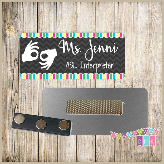 ASL Interpreter Symbol Black Chevron Pastel Border | Etsy